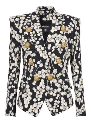 Balmain Printed Double-breasted Blazer - Black
