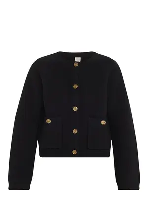 TOTEME Hammered Button Wool Cashmere Cardigan Black