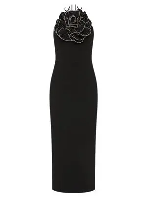 Rebecca Vallance Eliana Floral Halterneck Midi-dress - Black