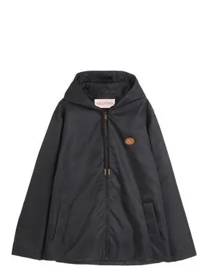 Valentino Garavani Hooded Nylon Windbreaker With Vlogo - Black