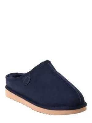 DEARFOAMS Fireside Grafton Shearling Clog Slipper - Navy