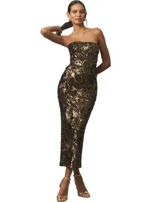 HELSI Leslie Strapless Sequin Midi Dress - Olive