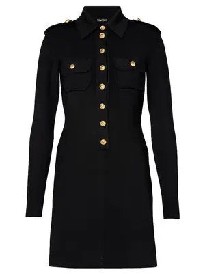 TOM FORD Knitted Polo Shirt Dress - Black