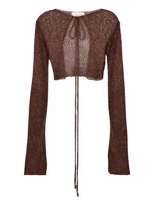 BANANHOT Alma Sequined Knitted Cardigan - Brown