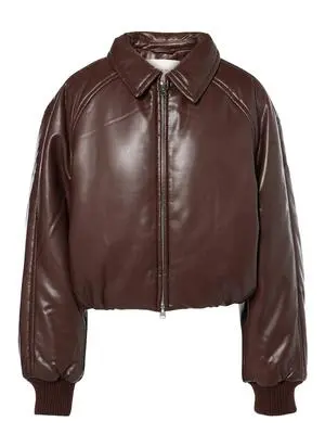 AGOLDE X Shoreditch Ski Club Tate Faux Leather Bomber Jacket - Brown