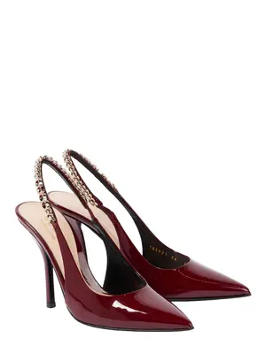 Gucci Signoria Patent Leather Slingback Pumps - Red