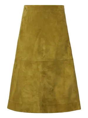 Bottega Veneta Lamb Leather Midi Skirt - Green