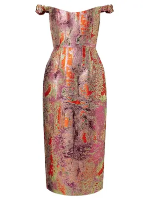 MARKARIAN Amina Brocade Off-shoulder Midi Dress - Multicoloured