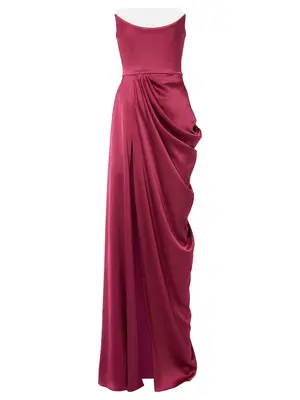 Alex Perry Draped Bustier Gown - Red