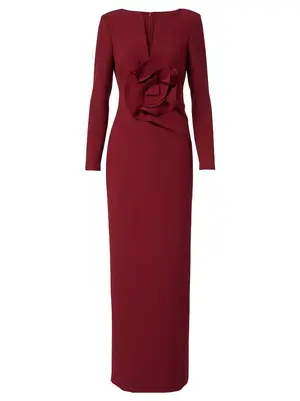 Roland Mouret Floral-appliqué Crêpe Gown - Red