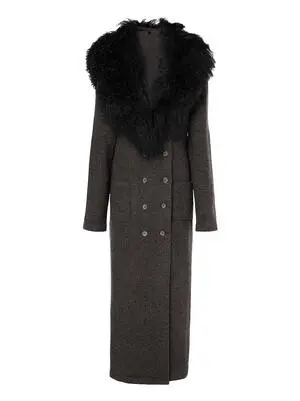 Magda Butrym Shearling-trimmed Cashmere Coat - Brown
