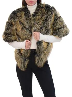Theia Faux Fur Cape - Cross