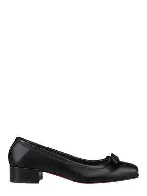CHRISTIAN LOUBOUTIN Mamaflirt Leather Red Sole Ballerina Pumps - Black
