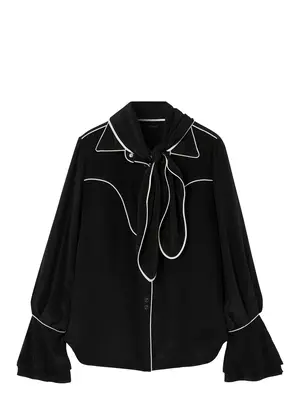 Johanna Ortiz High Tides Silk Shirt With Scarf - Black