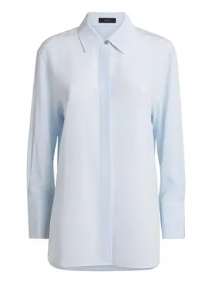 JOSEPH Silk Crepe Bold Shirt - Blue