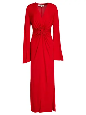 Diane Von Furstenberg Lauren Knotted Jersey Maxi Dress - Red