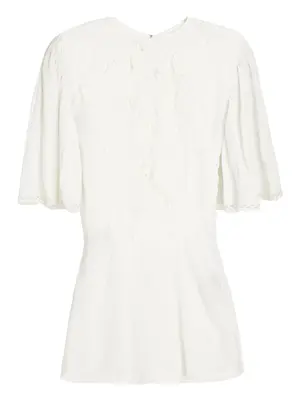 Isabel Marant Lapao Embroidered Crepe Top - White