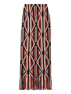 Gabriela Hearst Estes Fringed Crocheted Wool Maxi Skirt - Orange