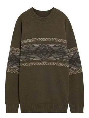 Isabel Marant Étoile Intarsia Wool-blend Sweater - Army Green