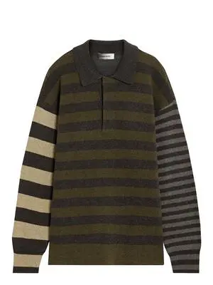 Isabel Marant Lirio Striped Woolblend Polo Sweater - Army Green