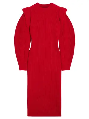 Isabel Marant Bea Ribbed Midi Dress - Red