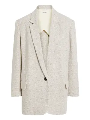 MARANT ETOILE Cikaito Herringbone Tweed Blazer - Ecru