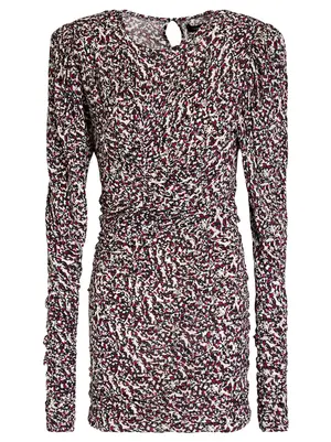 Isabel Marant Isabel Marant Wrap-Effect Printed Mini Dress Fuchsia