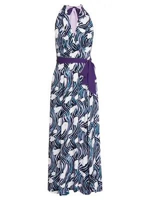 Diane Von Furstenberg Mattia Belted Printed Crepe Halterneck Maxi Dress - Multicolor
