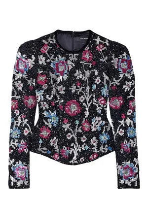 Isabel Marant Milawen Embellished Velvet Blouse - Black
