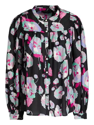 Isabel Marant Ritonea Floral-print Silk Shirt - Black