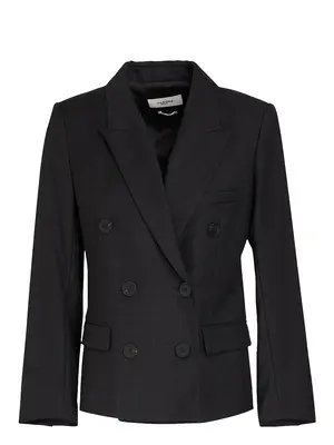 MARANT ETOILE Visby Prince Of Wales Wool-twill Blazer - Anthracite