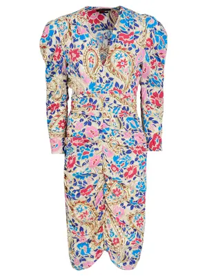 Isabel Marant Étoile Celine Floral-print Silk-blend Crepe De Chine Dress - Azure