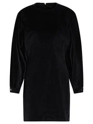Isabel Marant Dilavio Gathered Cotton-velvet Mini Dress - Black