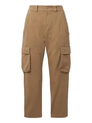 Isabel Marant Evalia Cropped Cotton-Twill Straight-Leg Pants Light Brown