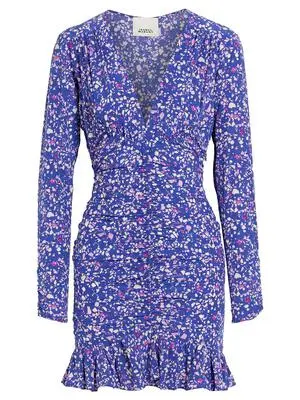 Isabel Marant Lara Ruched Printed Mini Dress - Indigo