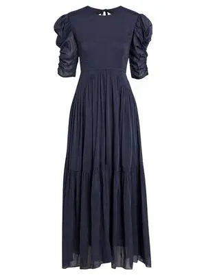 Isabel Marant Toile Bealisa Open-Back Ruched Midi Dress - Midnight Blue -  70% Off | Editorialist