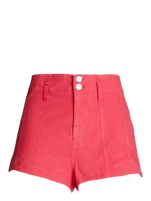 Isabel Marant Linen-blend Ripstop High-rise Shorts - Papaya