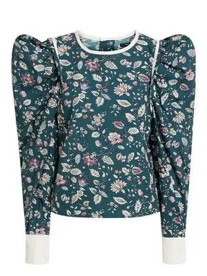 Isabel Marant Printed Cotton-poplin Blouse - Emerald