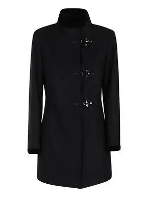 FAY Virginia Thigh-length Wool Coat - Black