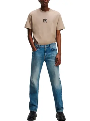 Karl Lagerfeld Washed Denim Straight Jeans - Blue