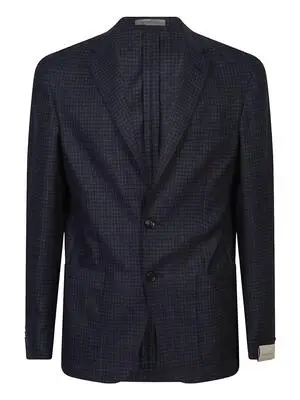 Corneliani Checked Wool Blazer - Blue