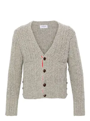 Thom Browne Chunky-knit Wool Cardigan - Grey