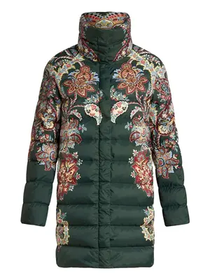 Etro Paisley-print Puffer Coat - Green