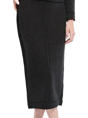 BARRIE Knitted Midi Skirt - Black