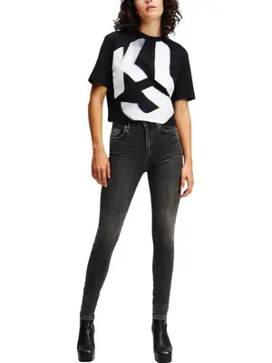 Karl Lagerfeld High-rise Skinny Jeans - Black