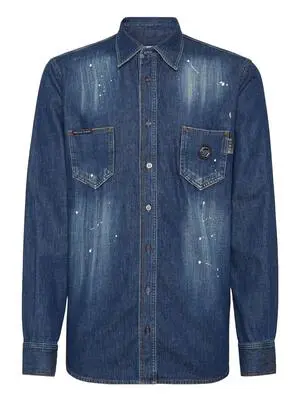 Philipp Plein Denim Long-sleeved Shirt - Blue