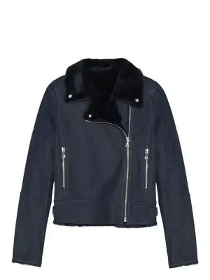 YVES SALOMON Lacon Sheepskin Jacket - Blue