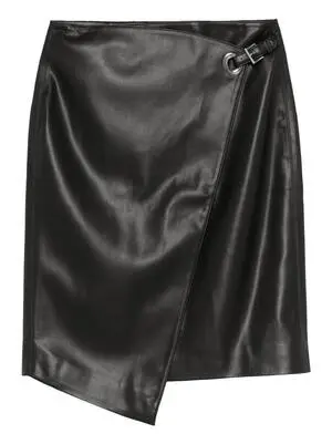 Karl Lagerfeld Faux-leather Mini Wrap Skirt - Black