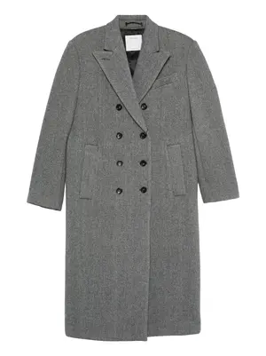 Sportmax Herringbone Virgin Wool Coat - Black