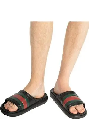 Gucci Web-stripe Slides - Black